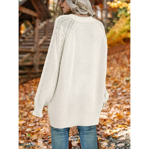 MOSHU Oversized Sweaters for Women Cable Knit Chunky Pullover Sweater